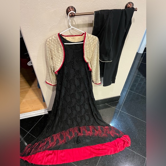 Other | 4 Pcs Black Net Gown With Long Tail In Back | Poshmark